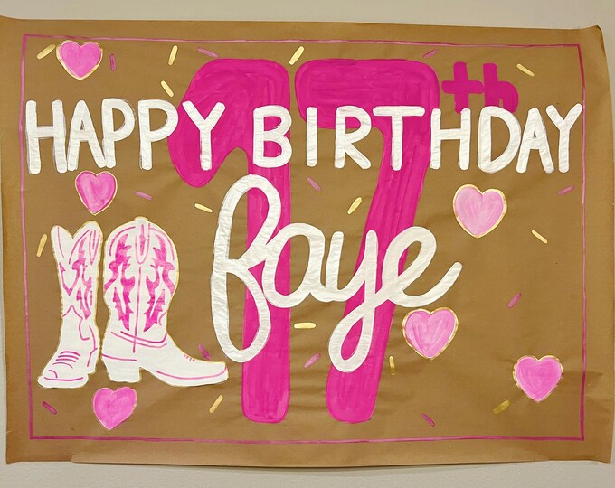 Custom Painted Banner, Party Banner, Sorority Banner, Birthday Banner ...
