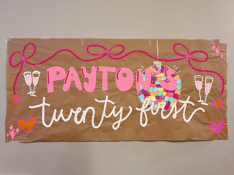 Custom Painted Banner, Party Banner, Sorority Banner, Birthday Banner ...