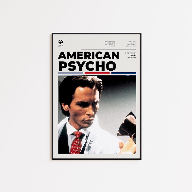 American Psycho, Movie Poster, Minimalist Poster, Vintage Poster, Retro ...