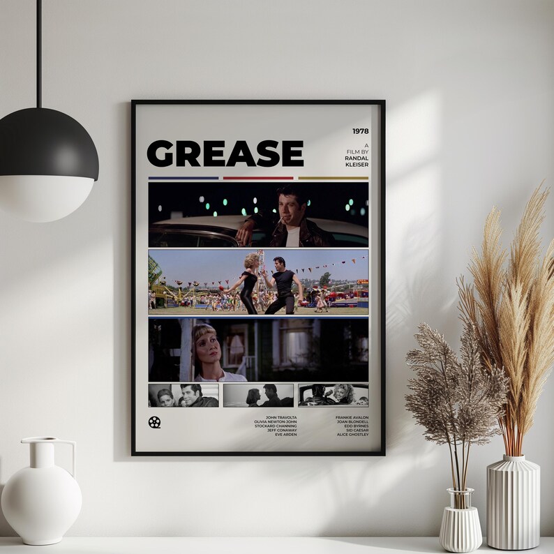 Grease, Movie Poster, Minimalist Poster, Vintage Poster, Retro Poster ...
