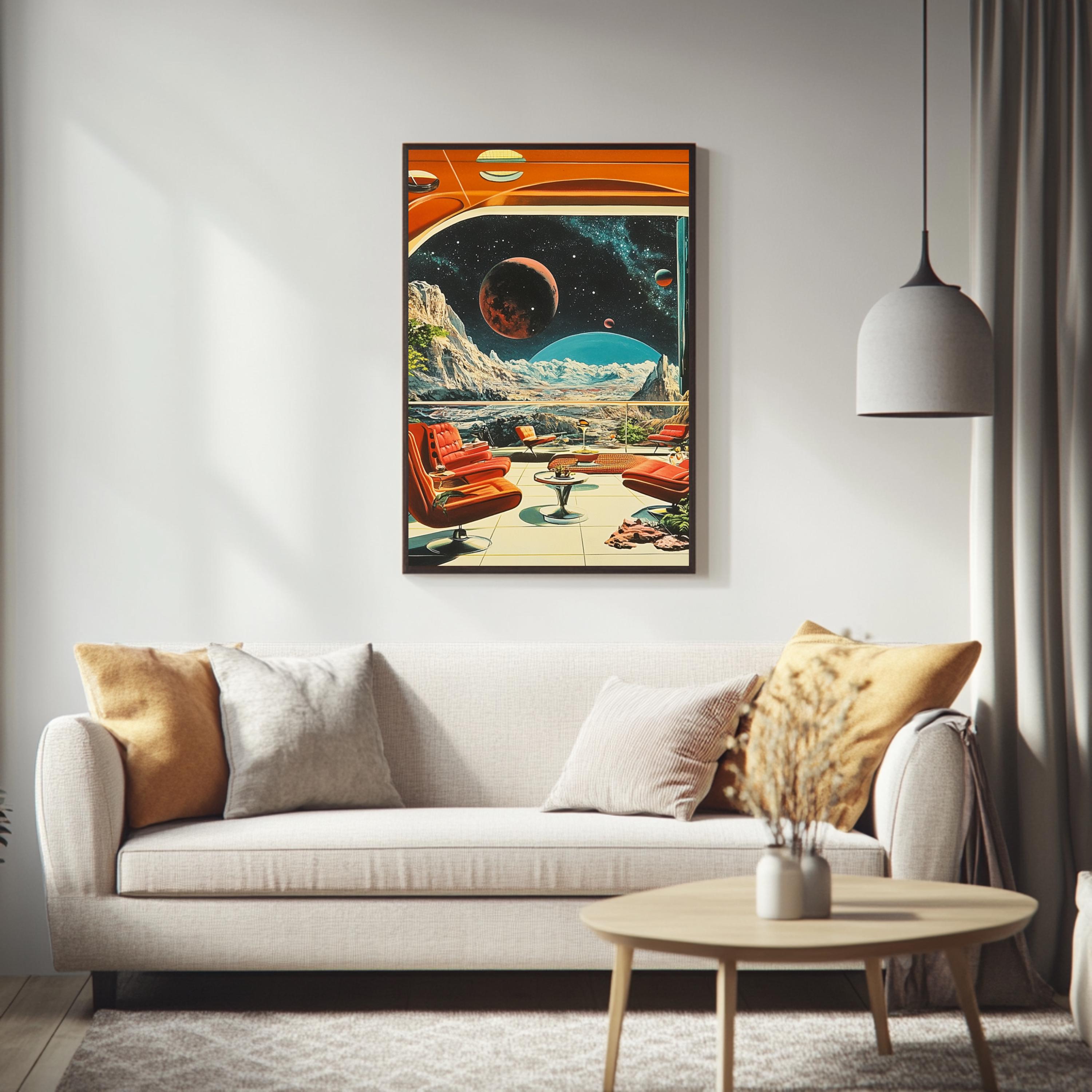 Retro-futuristic Space Terrace Art | Surreal Cosmic View With Galaxy ...