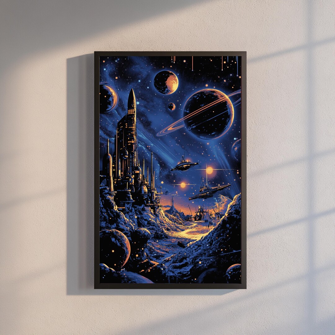 Retro Sci-fi Space Print – 80s Neon Futuristic Wall Art - Etsy