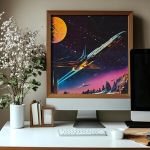 Retro-futuristic Space Poster | Vintage Sci-fi Art Print | 1970s ...
