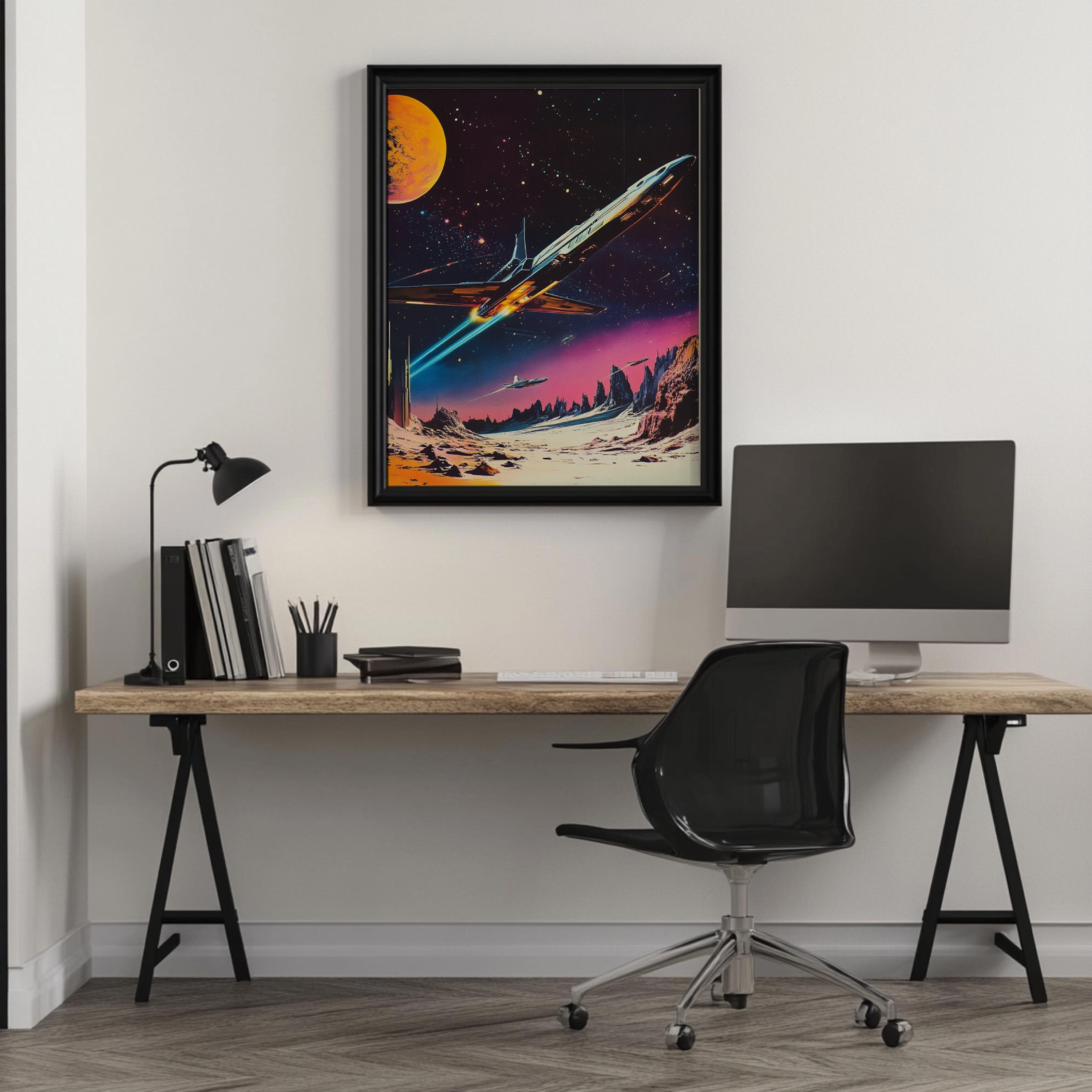 Retro-futuristic Space Poster | Vintage Sci-fi Art Print | 1970s ...