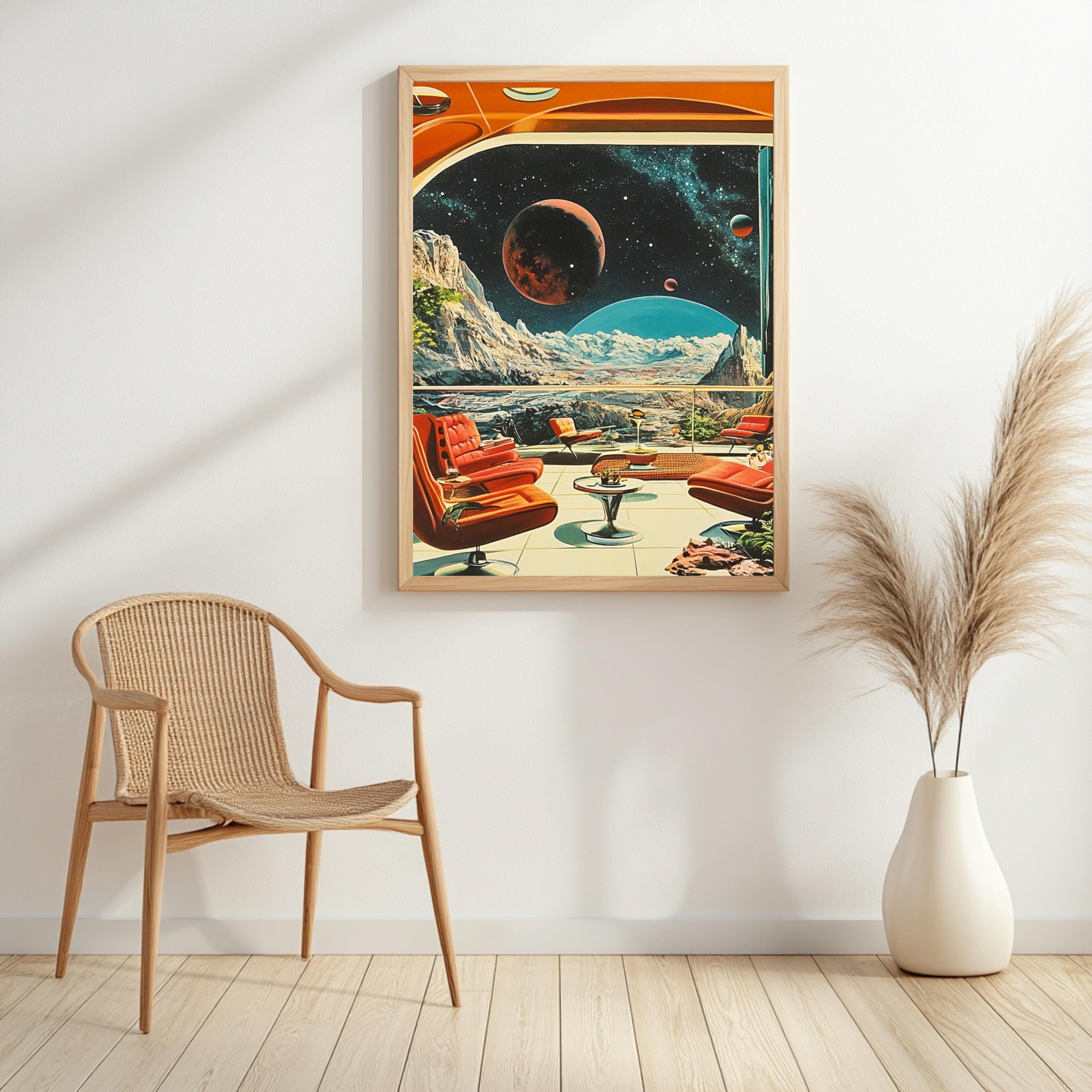 Retro-futuristic Space Terrace Art | Surreal Cosmic View With Galaxy ...