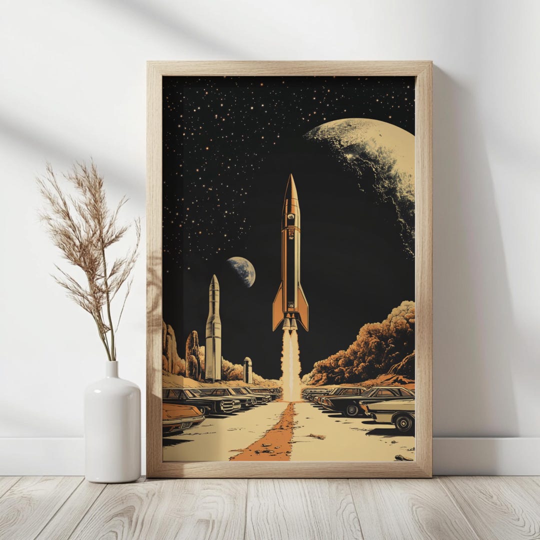 Vintage Rocket Ship Sci-fi Poster, 1970s Retro Space Art Print - Etsy