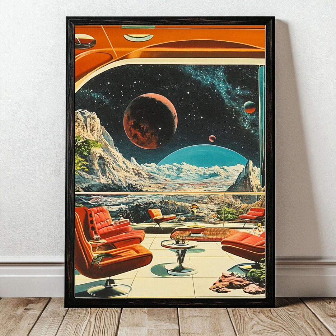 Retro-futuristic Space Terrace Art | Surreal Cosmic View With Galaxy ...