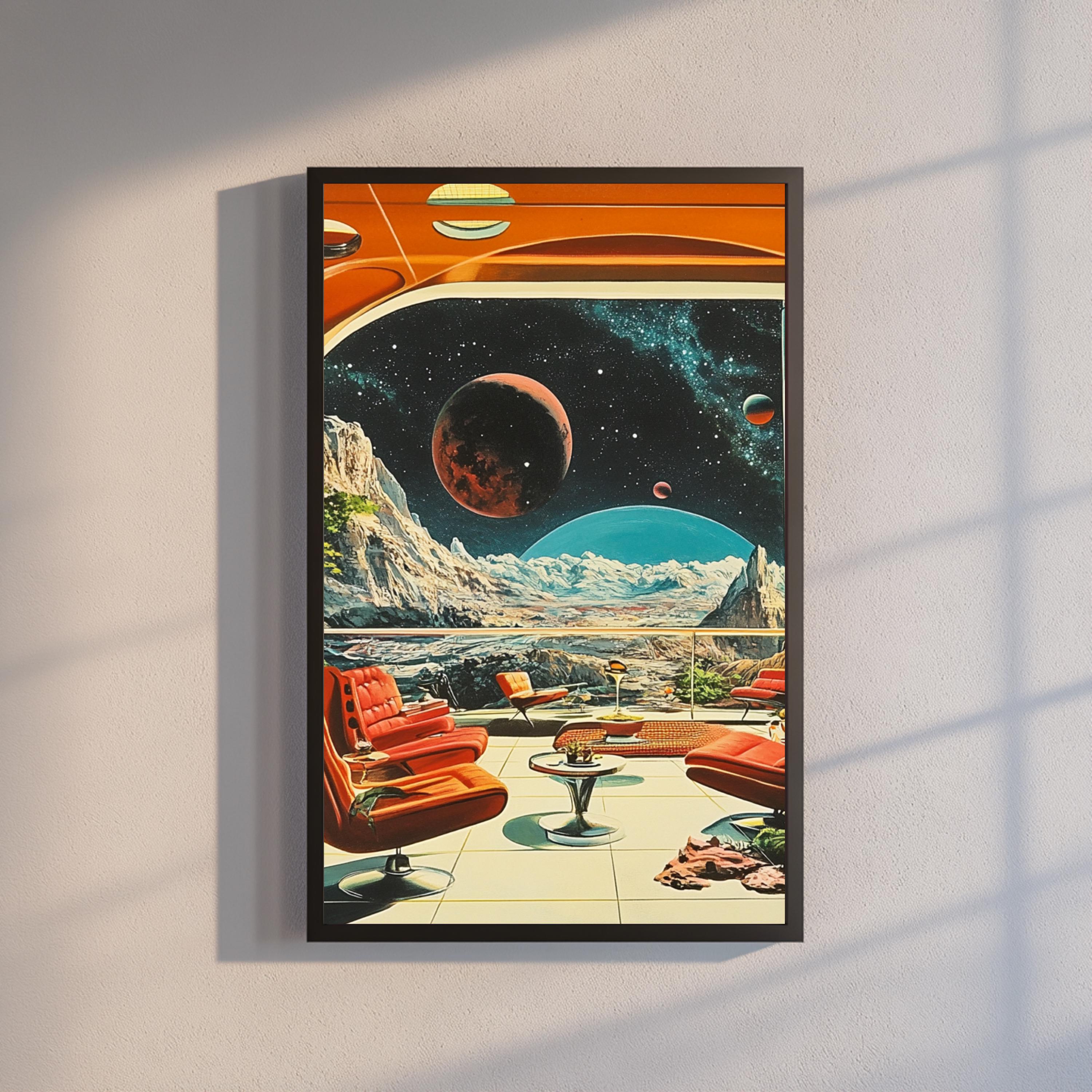 Retro-futuristic Space Terrace Art | Surreal Cosmic View With Galaxy ...