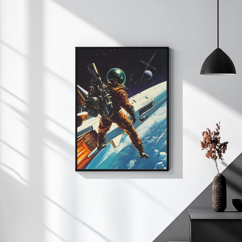 Retro Futuristic Space Poster - 80s Sci-fi Wall Art, Vintage Galaxy ...