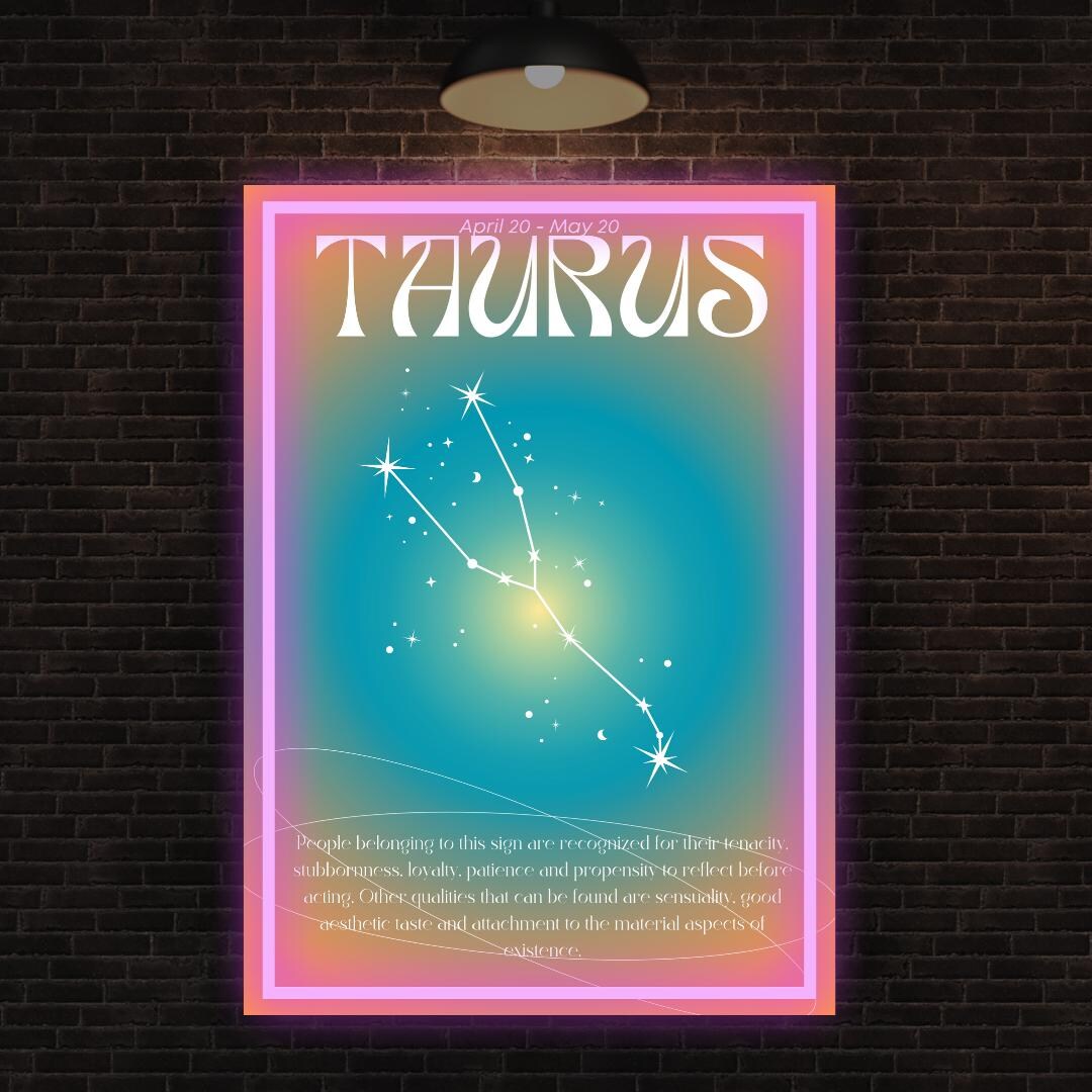 Taurus Neon Sign, Libra, Taurus Gifts, Zodiac, Zodiac Art, Horoscope ...