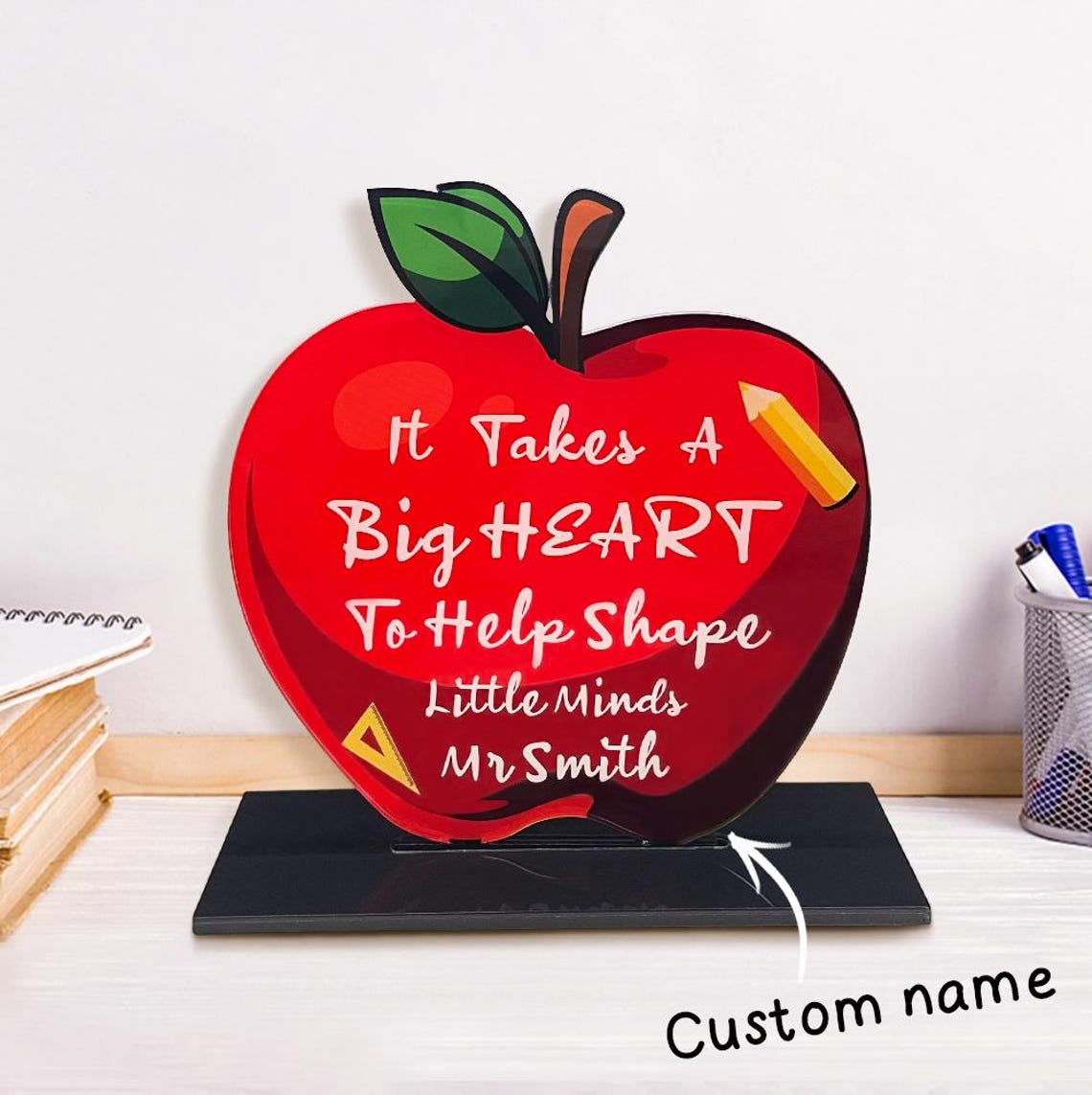 Custom Apple Teacher Desk Sign Teacher Appreciation Acrylic Plaque - Etsy