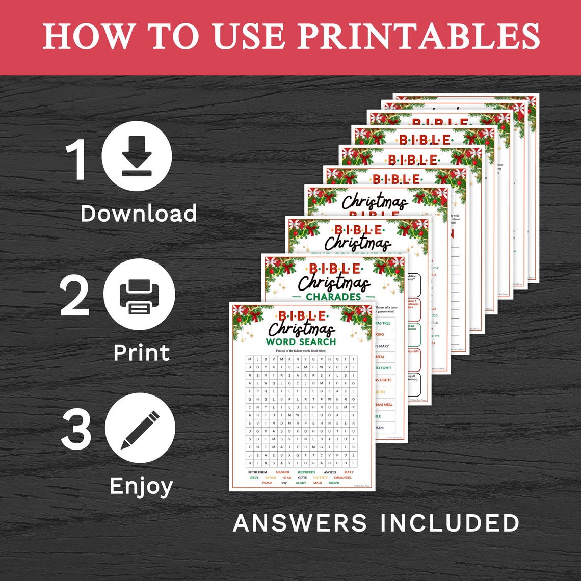 Bible Christmas Games 12 BUNDLE | Printables for Church Kids Adults ...