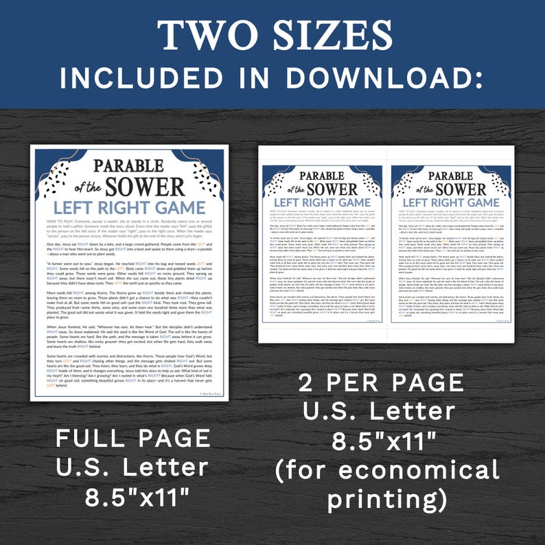 Parable of the Sower Left Right Game | Jesus Scripture Story Printable ...