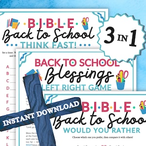 Bible Back to School Group Games BUNDLE | 3 Printables for Church ...