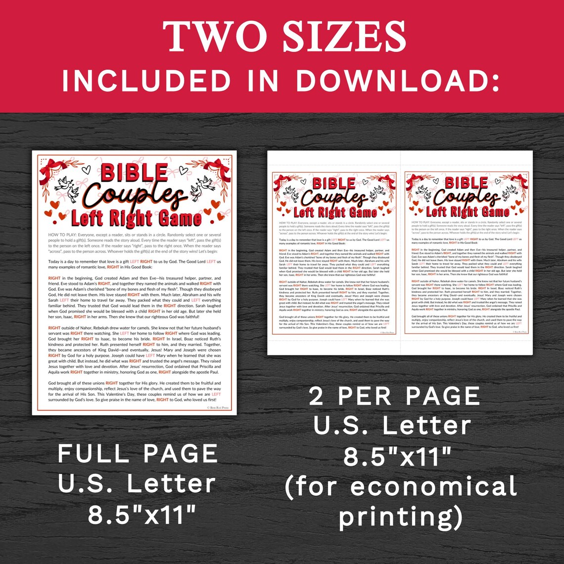 Bible Couples Left Right Game | Valentine's Day Printable for Church ...
