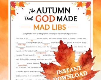 The Autumn That God Made Mad Libs Game | Fall Printable for Church Kids ...