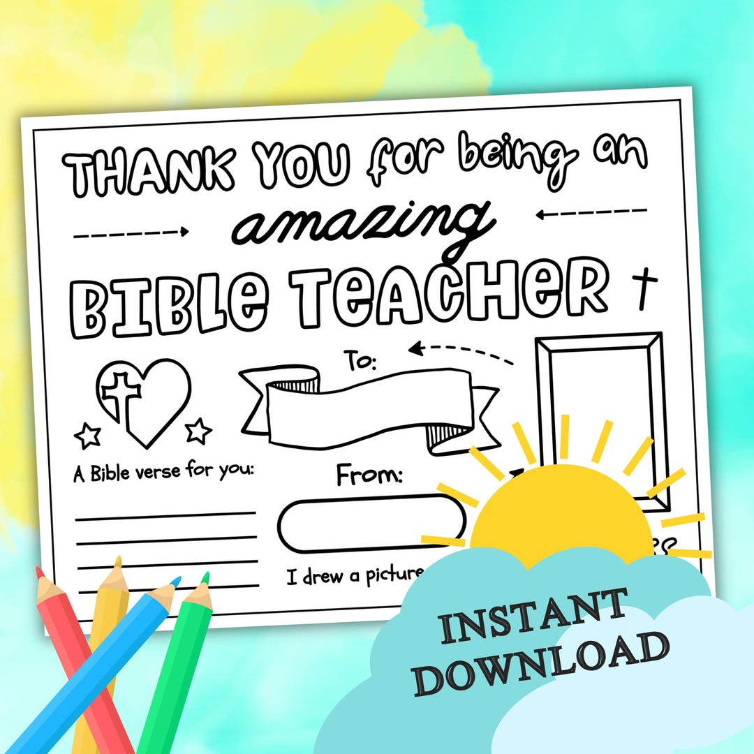 Bible Teacher Appreciation Coloring Page | Printable Children's ...