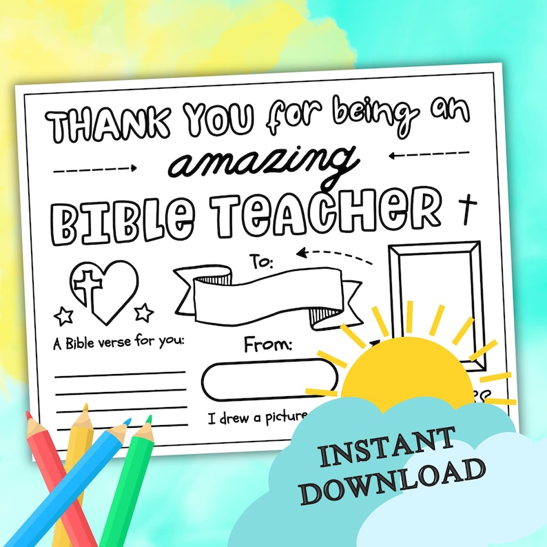 Bible Teacher Appreciation Coloring Page | Printable Children's ...