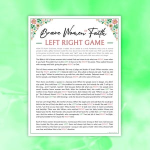 Brave Women of Faith Left Right Game | Printable for Church Kids Teens ...