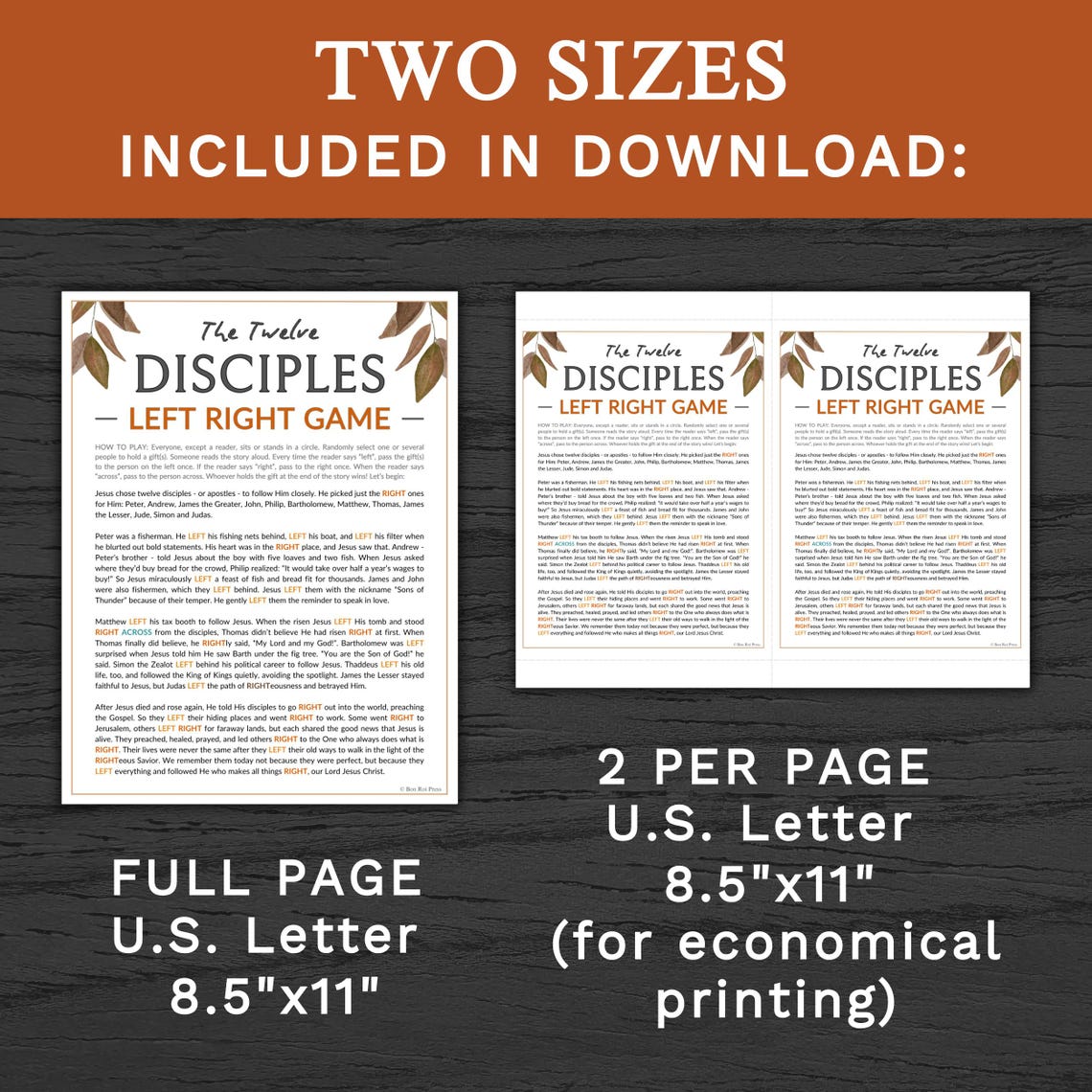 Twelve Disciples Left Right Game | Apostles Printable for Church Youth ...