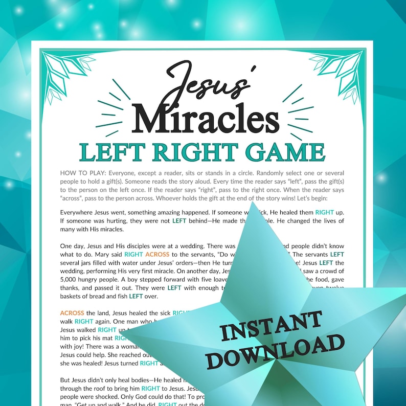 Jesus' Miracles Left Right Game | Printable for Church Kids Teens ...