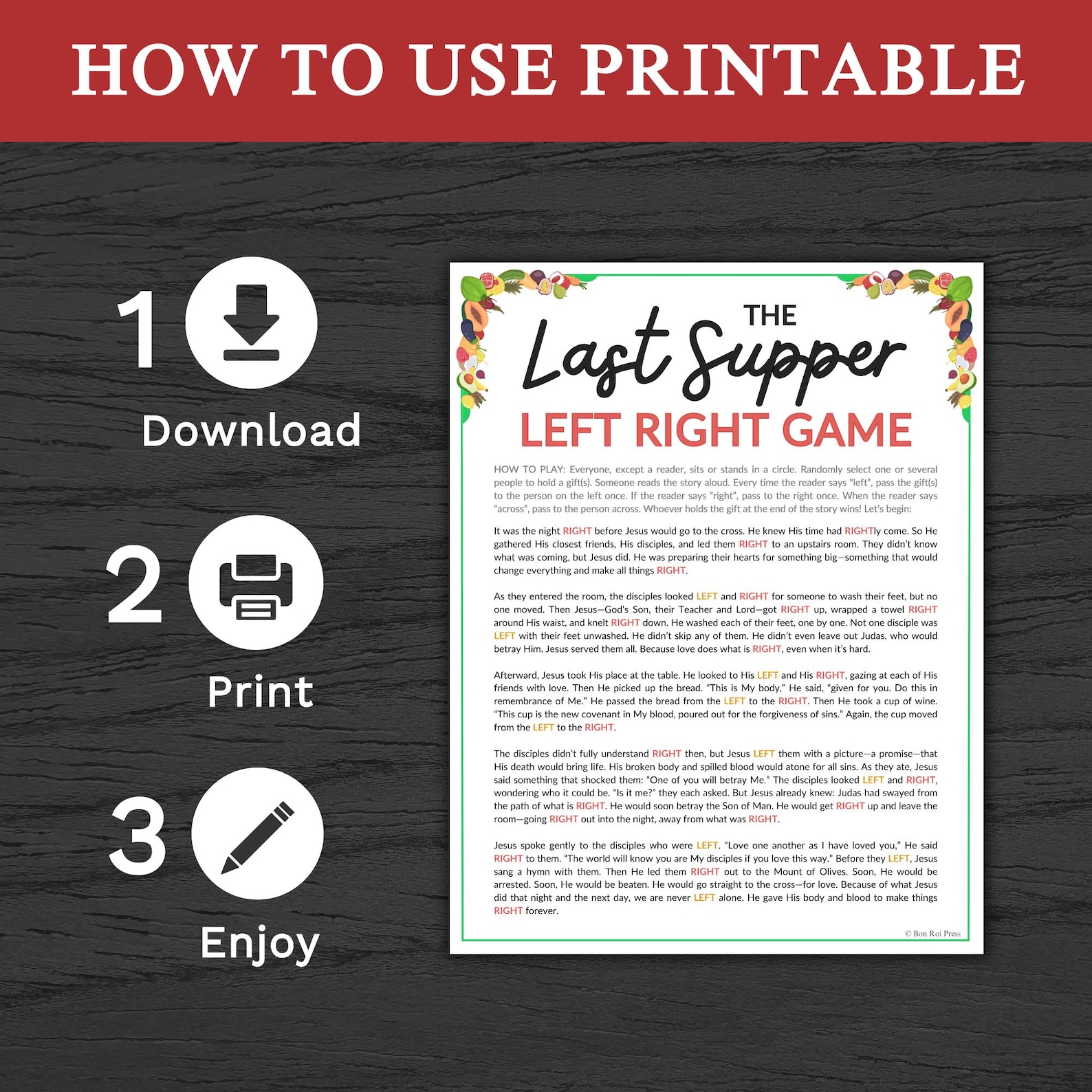 The Last Supper Left Right Game | Jesus Communion Printable for Church ...