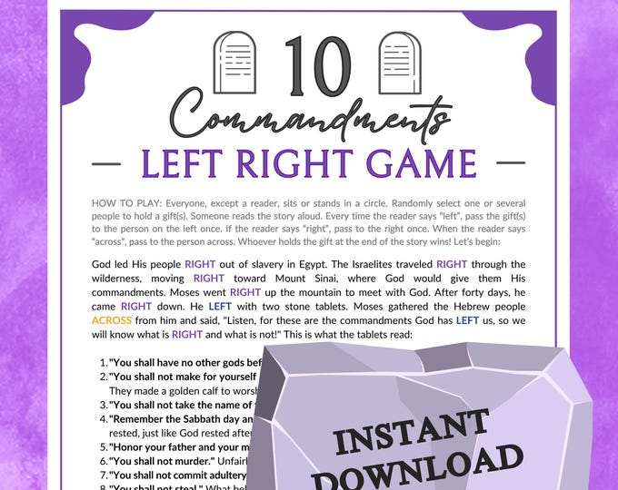 Ten Commandments Left Right Game | Printable for Church Youth Group ...