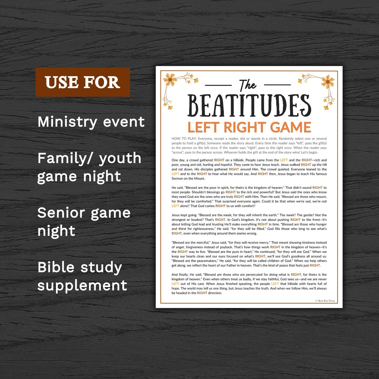 Beatitudes Left Right Game | Jesus' Sermon on the Mount Printable for ...