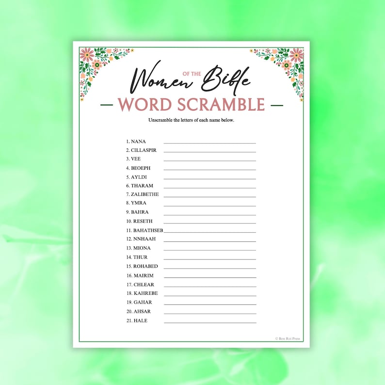Women of the Bible Word Scramble Game | Printable for Church ...