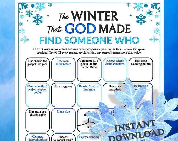 The Winter That God Made Find Someone Who Icebreaker Game | Printable ...