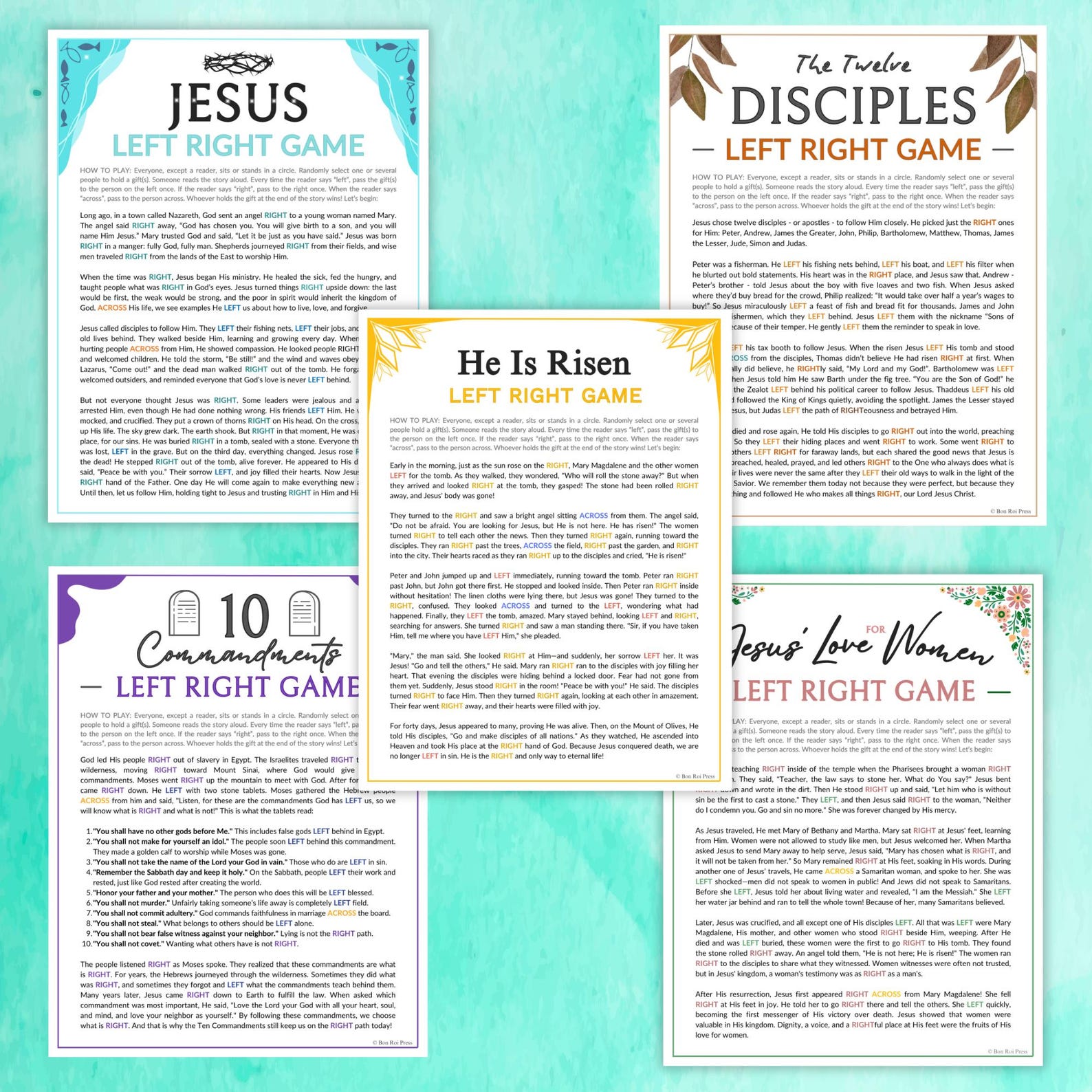 Bible Left Right Games Bundle | 5 Printables for Church Youth Group ...