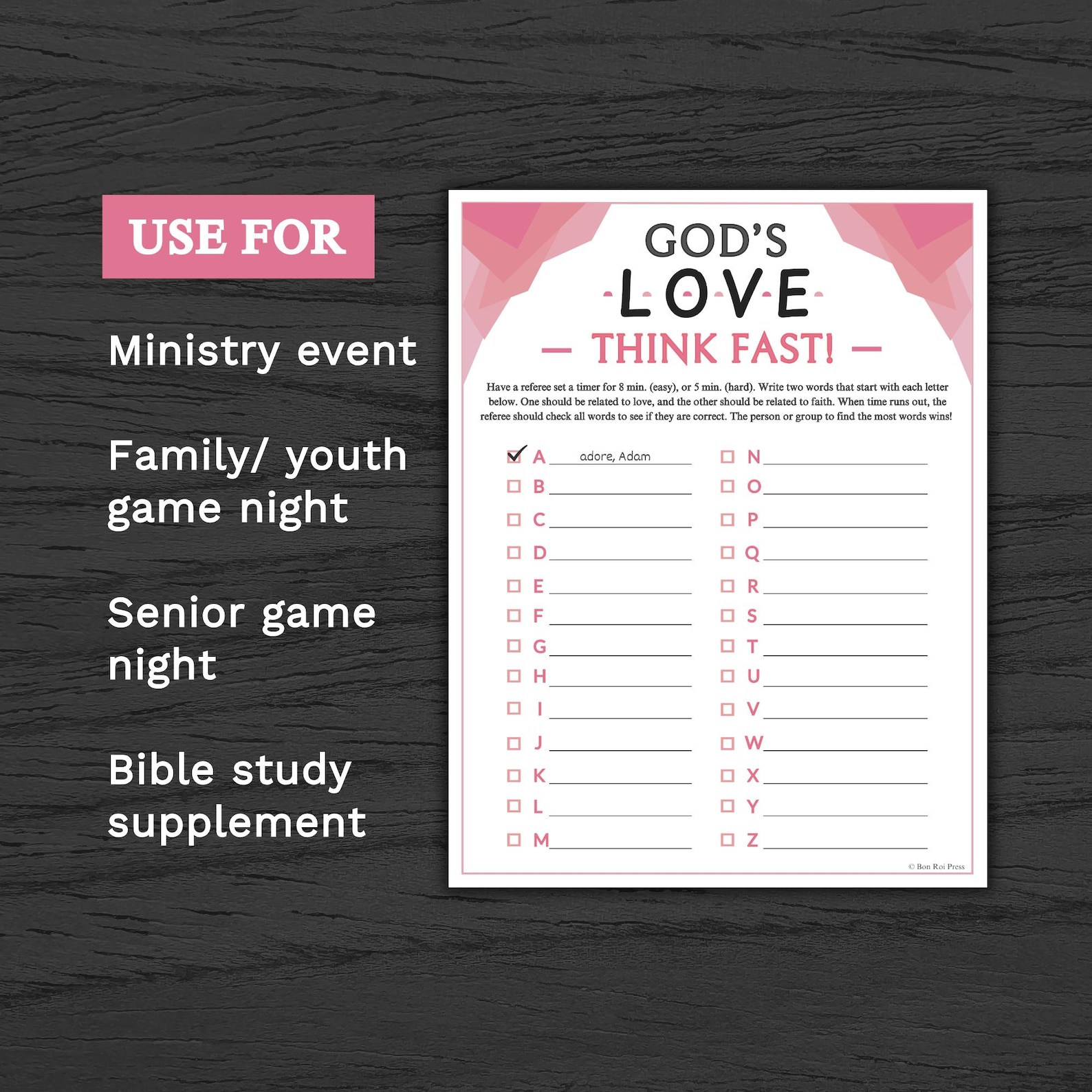 God's Love Think Fast Game | Valentine's Printable for Church Kids ...