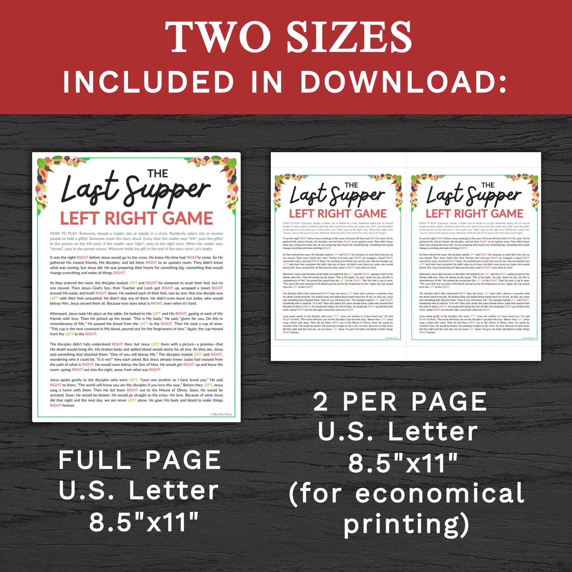 The Last Supper Left Right Game | Jesus Communion Printable for Church ...