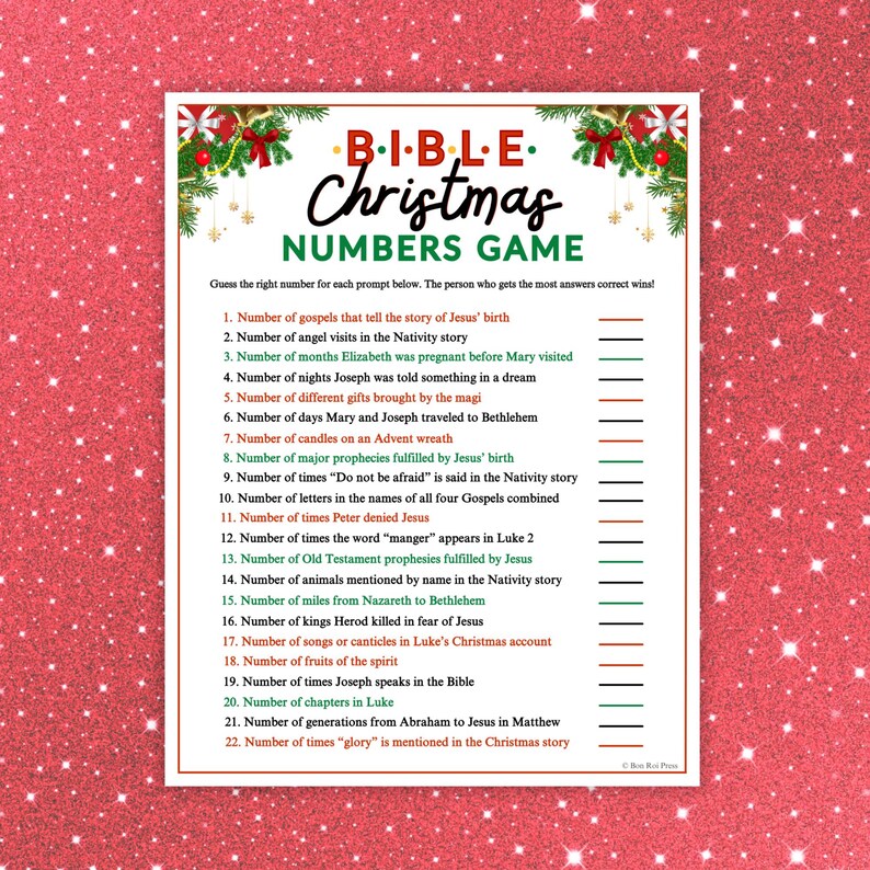 Bible Christmas Numbers Game | Guess the Number Nativity Game Printable ...
