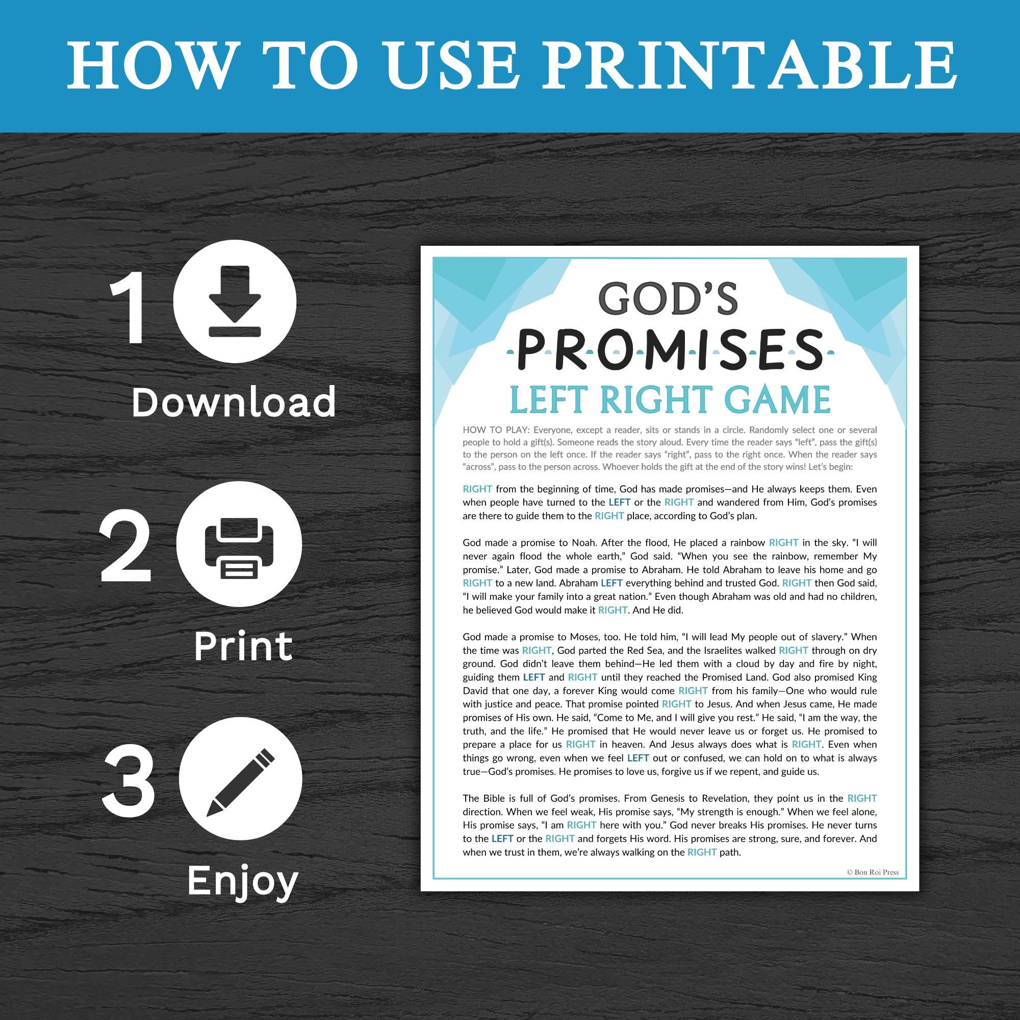 God's Promises Left Right Game | Christian Story Printable for Church ...