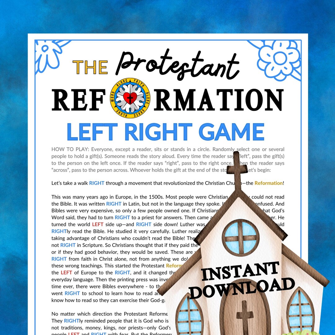 The Protestant Reformation Left Right Game | Printable for Church Kids ...