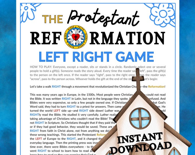 Reformation Day Printable Game, Christian Halloween Left Right, Church ...
