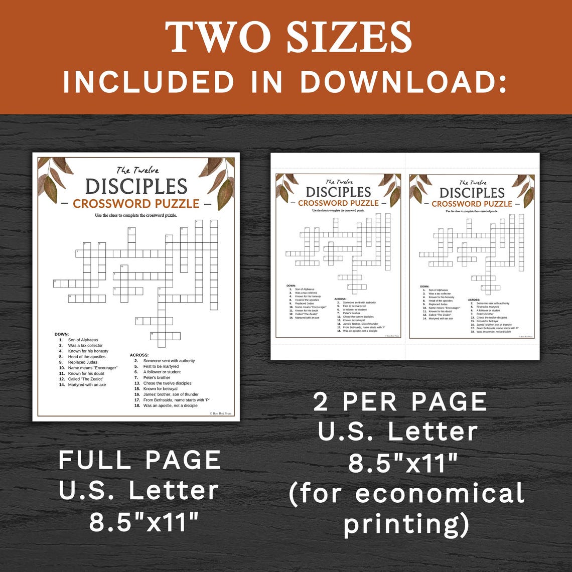 The Twelve Disciples Crossword Puzzle | Jesus' Apostles Printable for ...