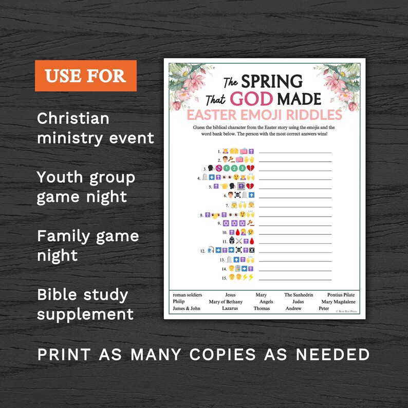 The Spring That God Made Easter Emoji Riddles Game | Printable for ...