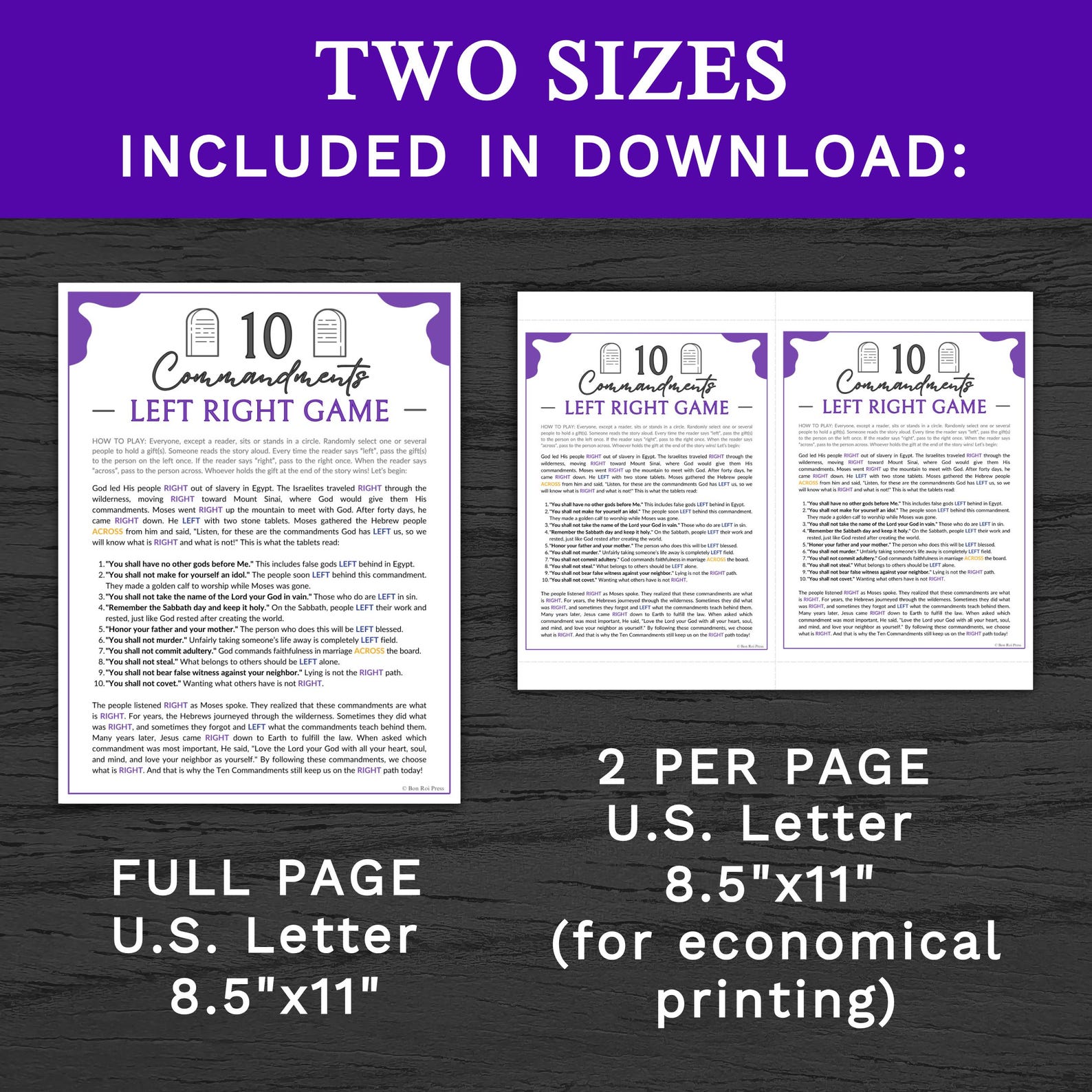 Ten Commandments Left Right Game | Printable for Church Youth Group ...