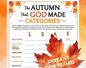 The Autumn That God Made Word Categories Game | Fall Printable for ...