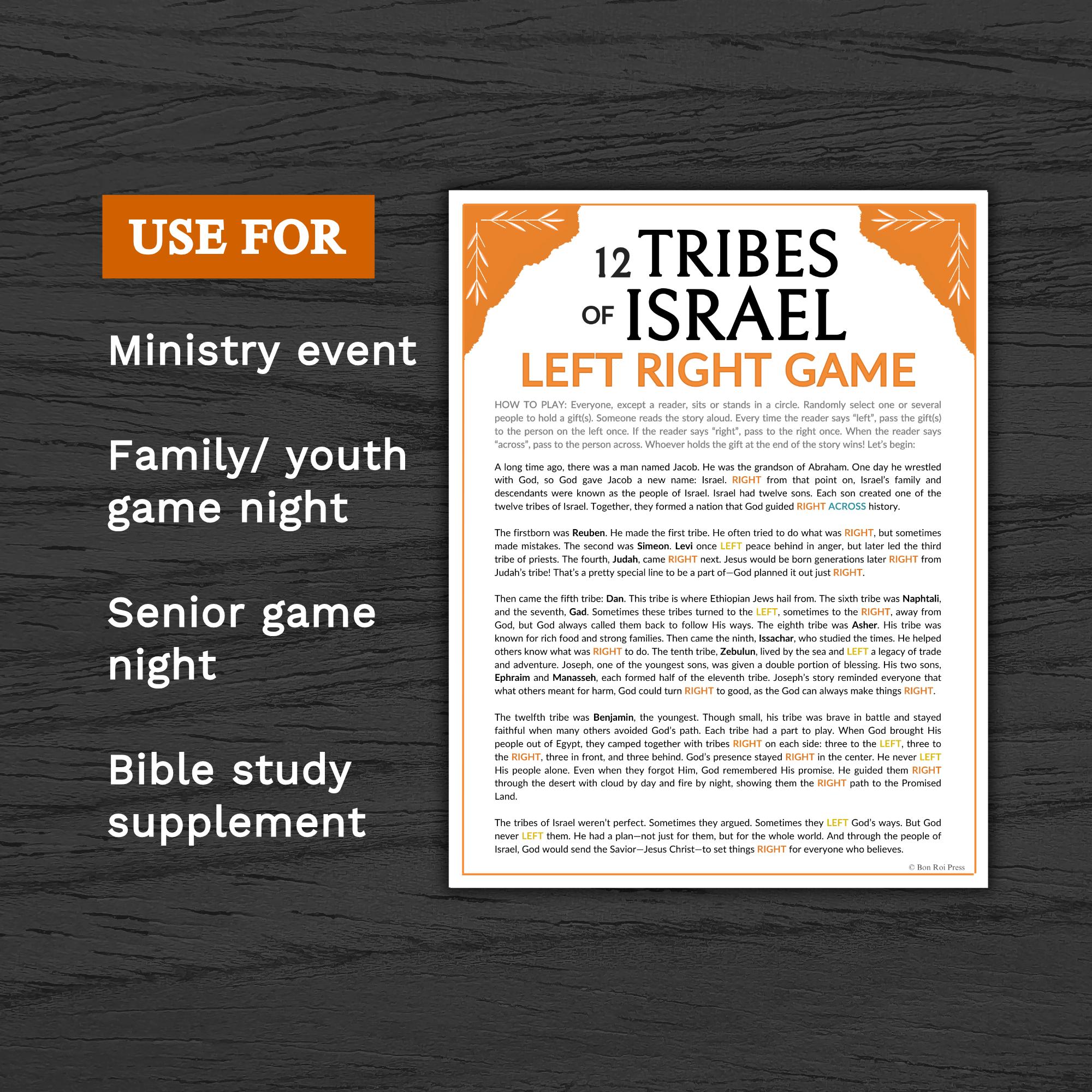 12 Tribes of Israel Left Right Game | Sons of Jacob Story Printable for ...