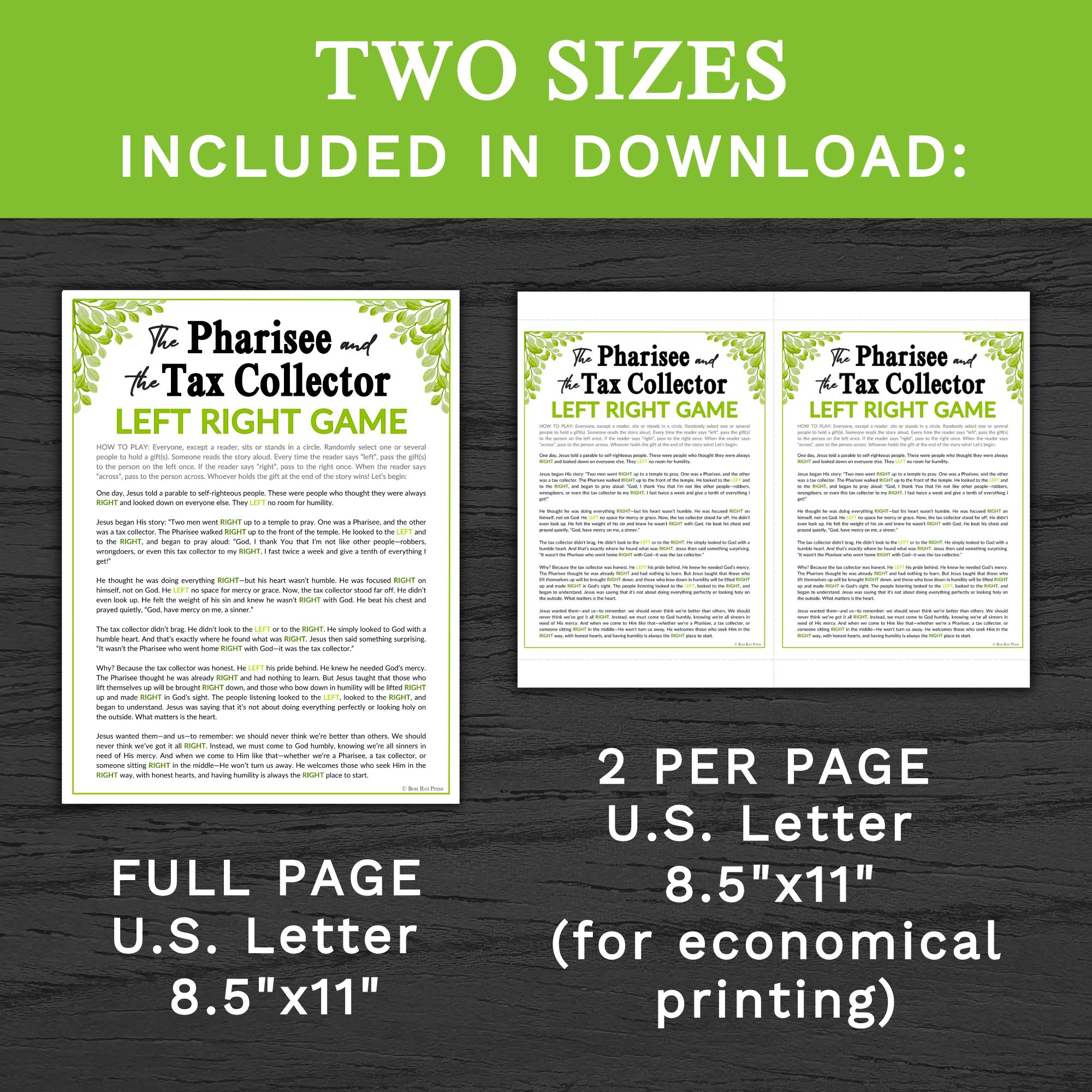 The Pharisee & the Tax Collector Left Right Game | Jesus Parable Story ...