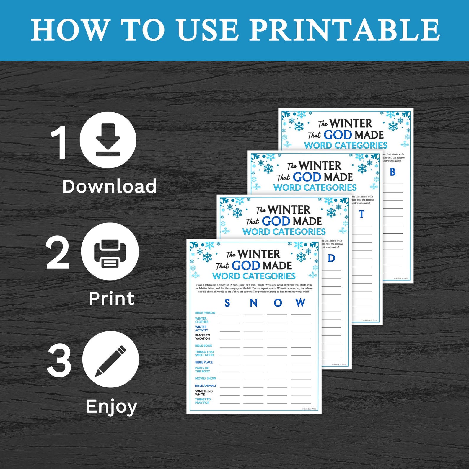 The Winter That God Made Word Categories Game | Printable for Church ...