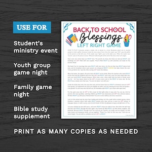 Back to School Blessings Left Right Game | Printable for Church Kids ...