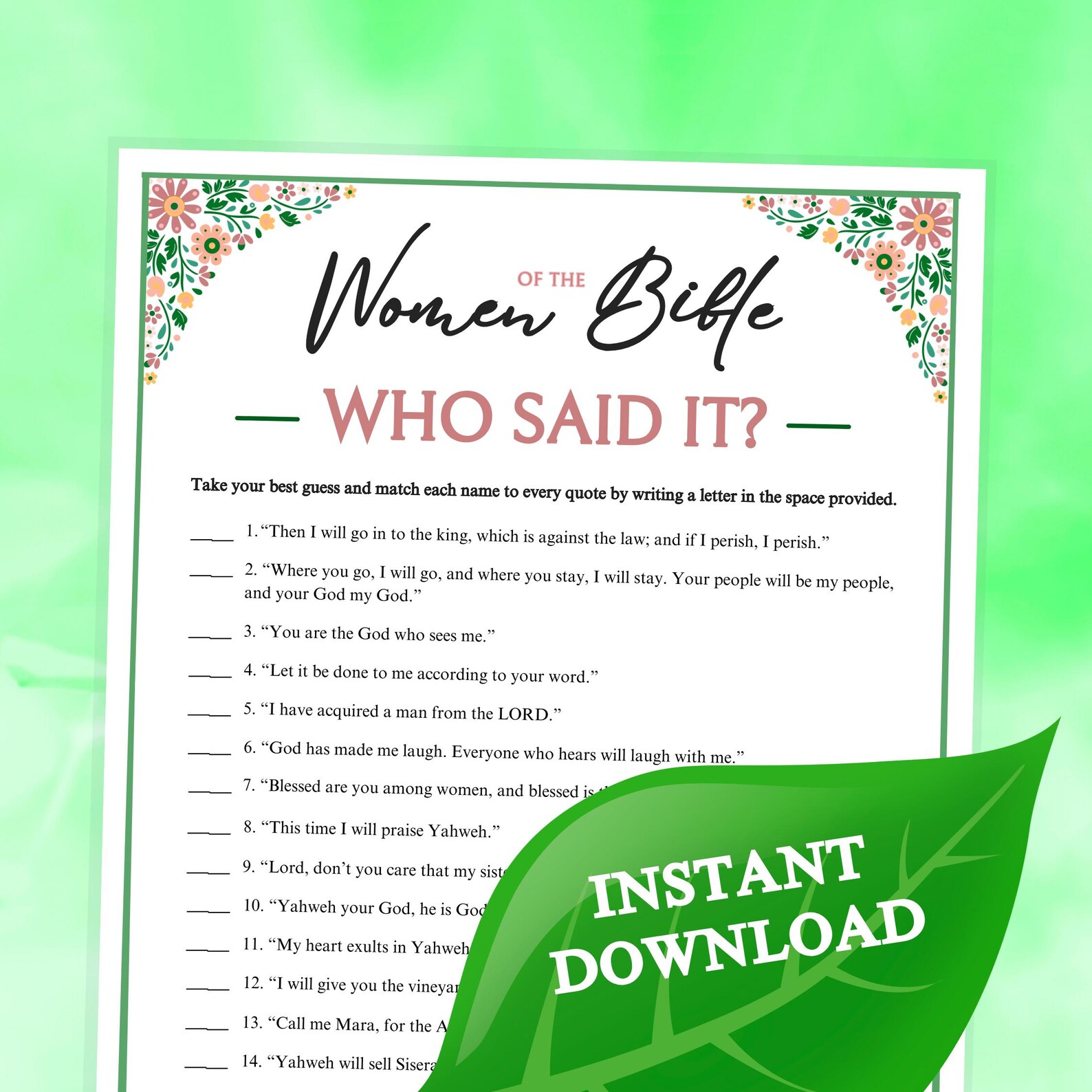 Women of the Bible Who Said It Game | Printable for Church Teens Adults ...