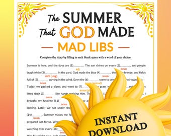 The Summer That God Made Mad Libs | Printable for Church Kids Teens ...