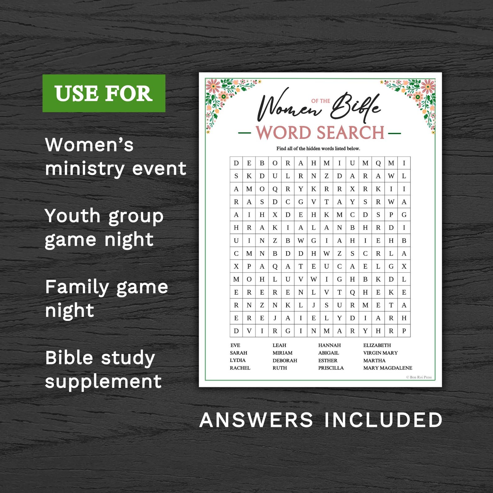 Women of the Bible Word Search Game | Printable for Church, Homeschool ...