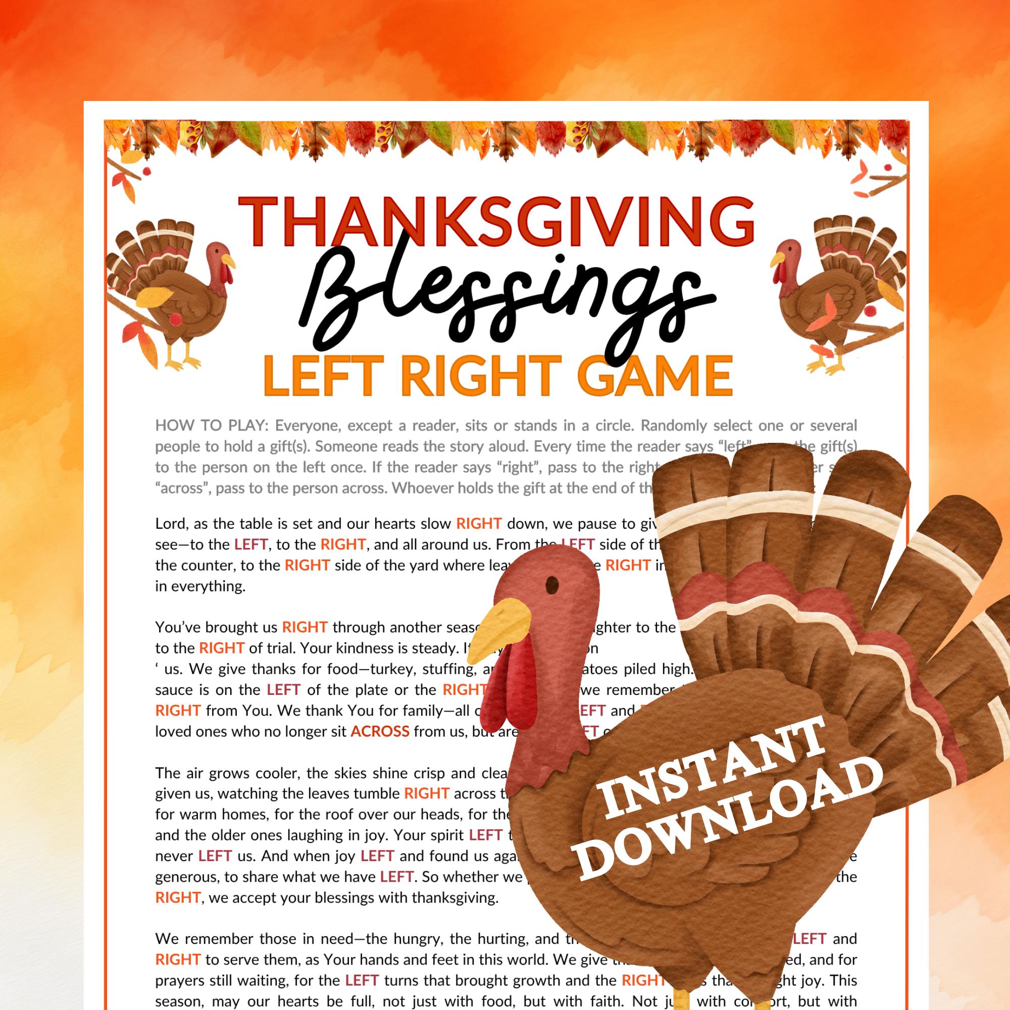 Thanksgiving Blessings Left Right Game | Fall Printable for Church Kids ...