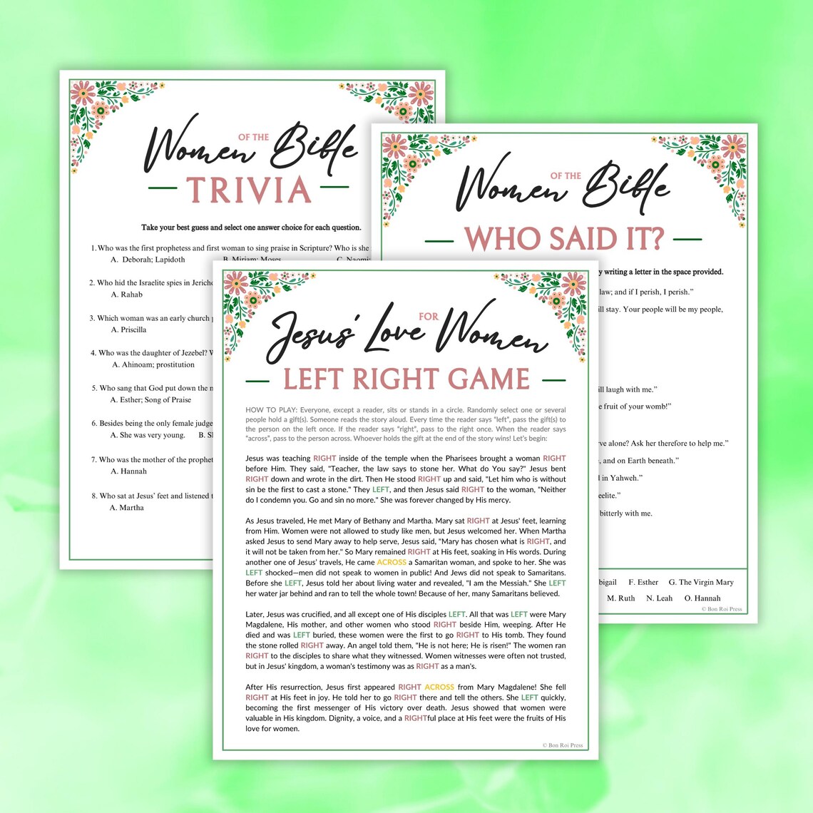 Women of the Bible Games BUNDLE | 3 Printables for Church Youth Group ...